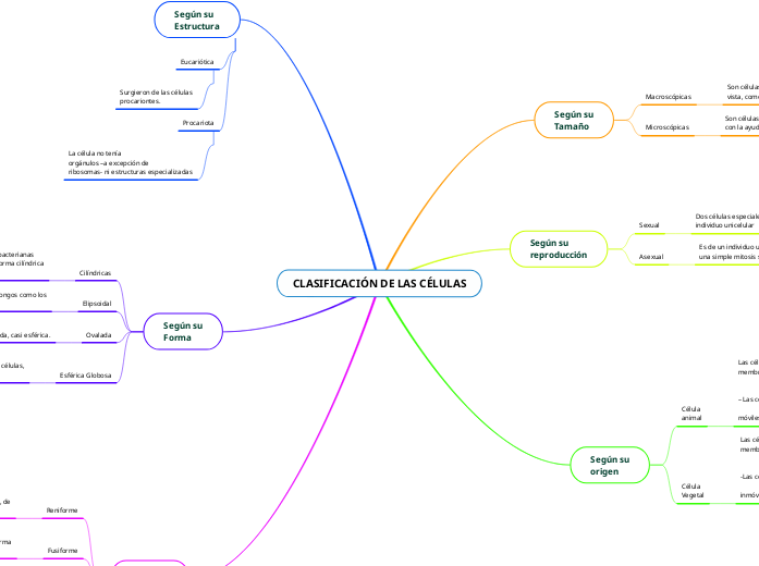 CLASIFICACIÓN DE LAS CÉLULAS - Mind Map